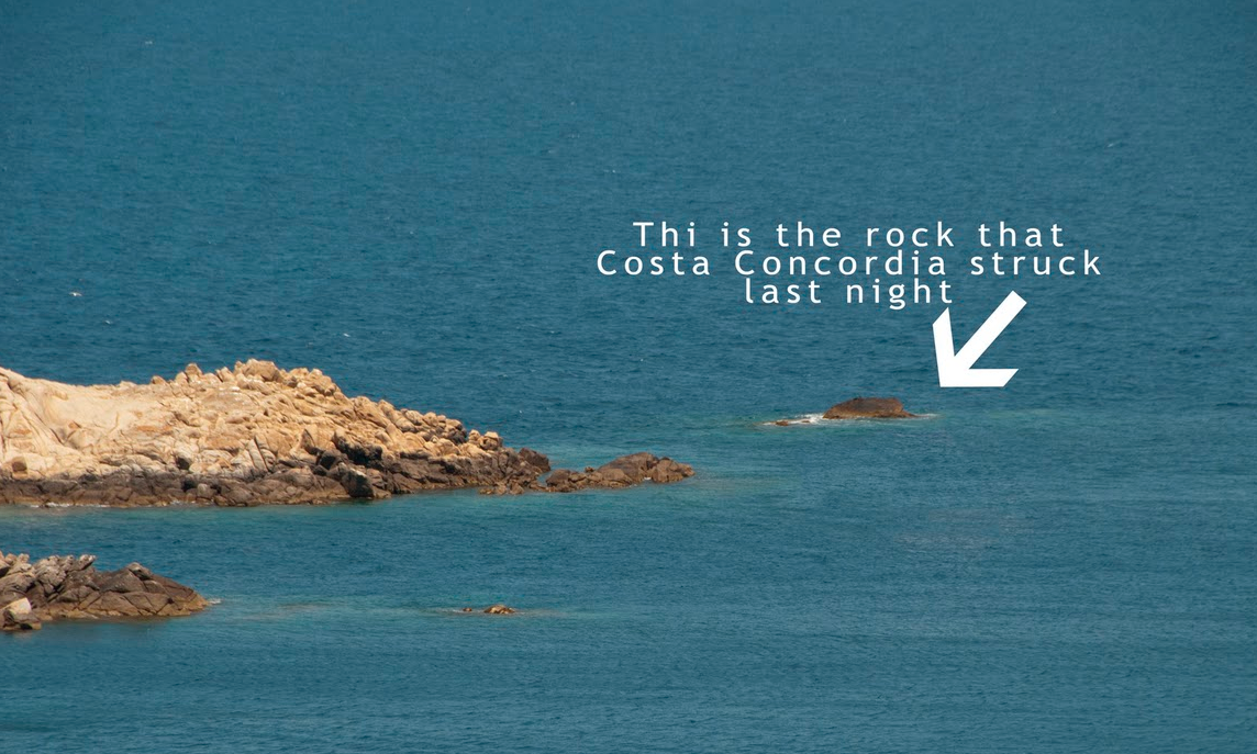 GeoGarage blog: Costa Concordia cruise ship captain claims rocks were ...
