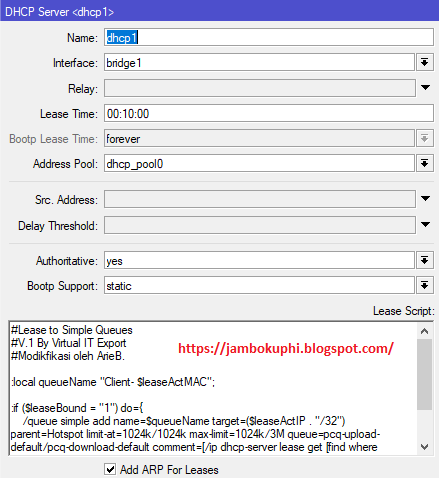 Script Automatic DHCP Leases to Simple Queue MikroTik
