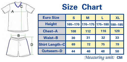 Supplier Jersey Grade Ori: SIZE CHART