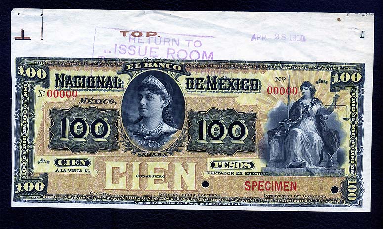 Mexican banknotes 100 Pesos note Manuelita Garcia Teruel 1885-1913 ...