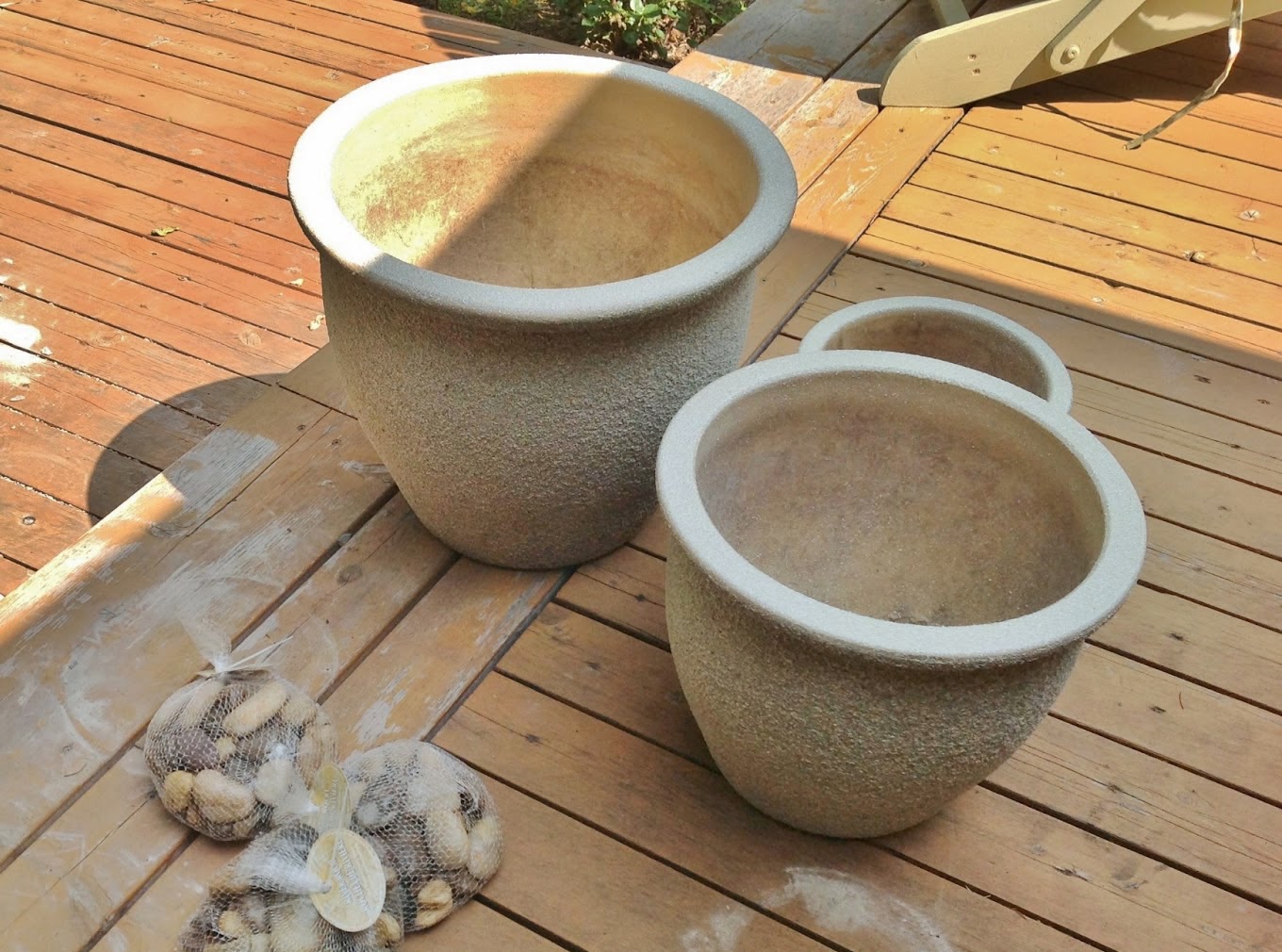 Old stone garden pots