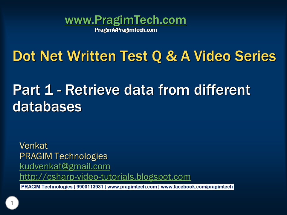 Sql Server Net And C Video Tutorial Part 1 How To Retrieve Data From Different Databases