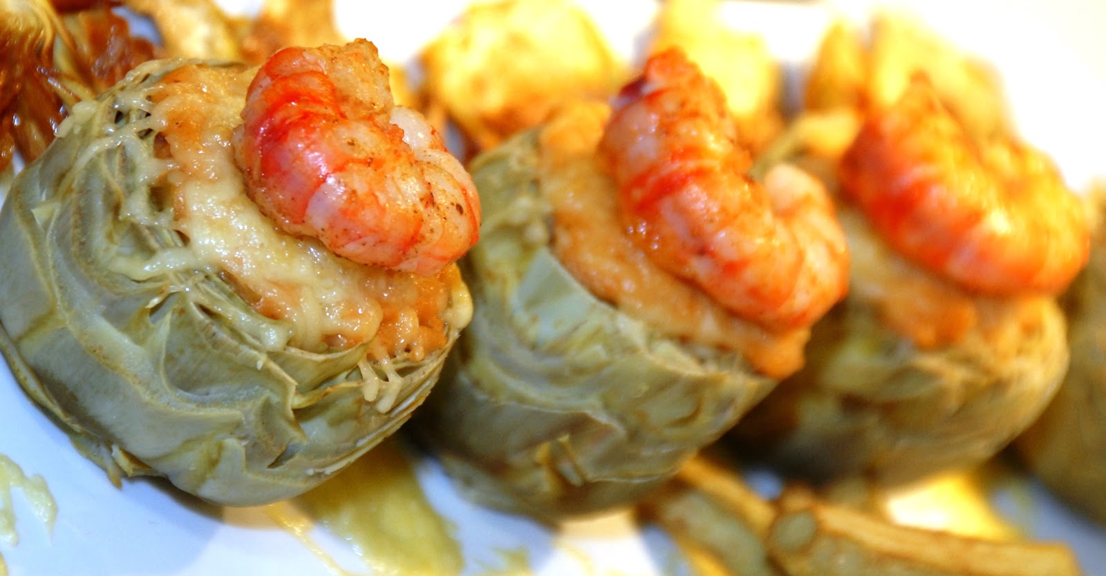 ALCACHOFAS RELLENAS DE GAMBAS