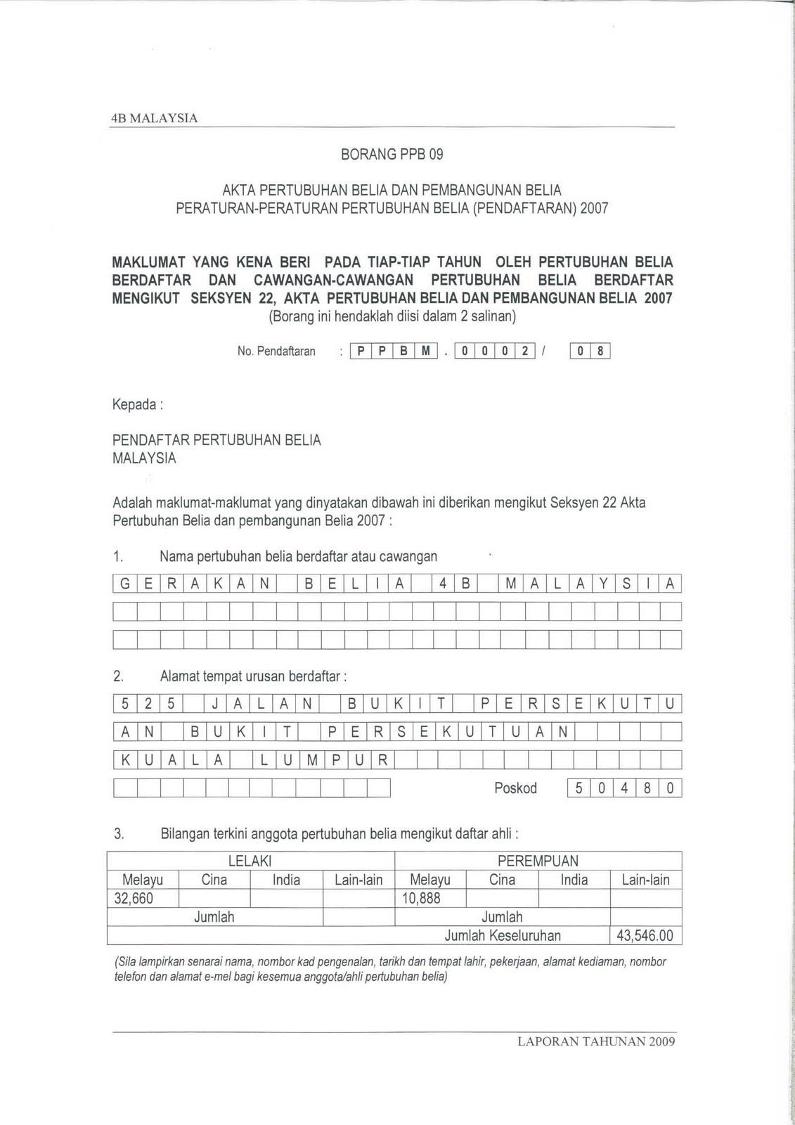 GERAKAN BELIA 4B MALAYSIA: Borang PPB 09