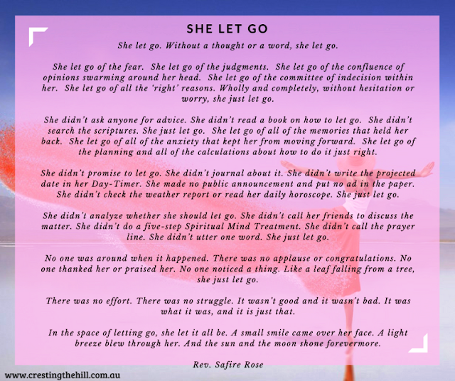 SHE JUST LET GO AND LET IT ALL BE - Cresting The Hill