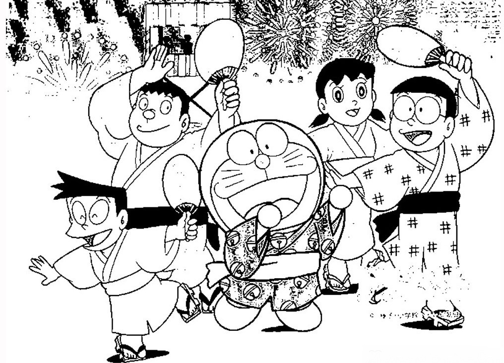 Sketsa Gambar Doraemon Nobita Dan Kawan Kawan Untuk Belajar Mewarnai Belajar Mewarnai