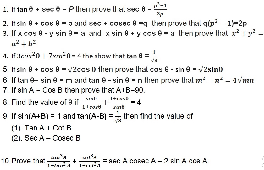10th CBSE Ch 8 Trigonometry Extra Questions From R D Sharma SAFAL 10th CBSE Ch 8 Trigonometry Extra Questions From R D Sharma SAFAL