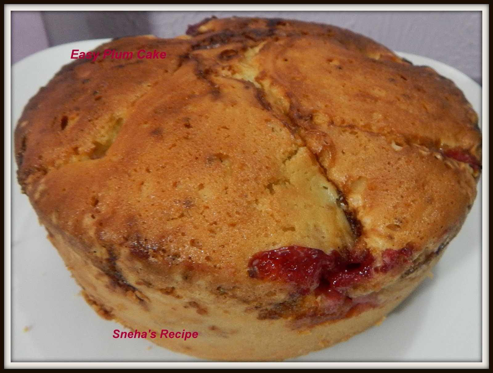 Easy Plum Cake #BakingBloggers - Sneha's Recipe