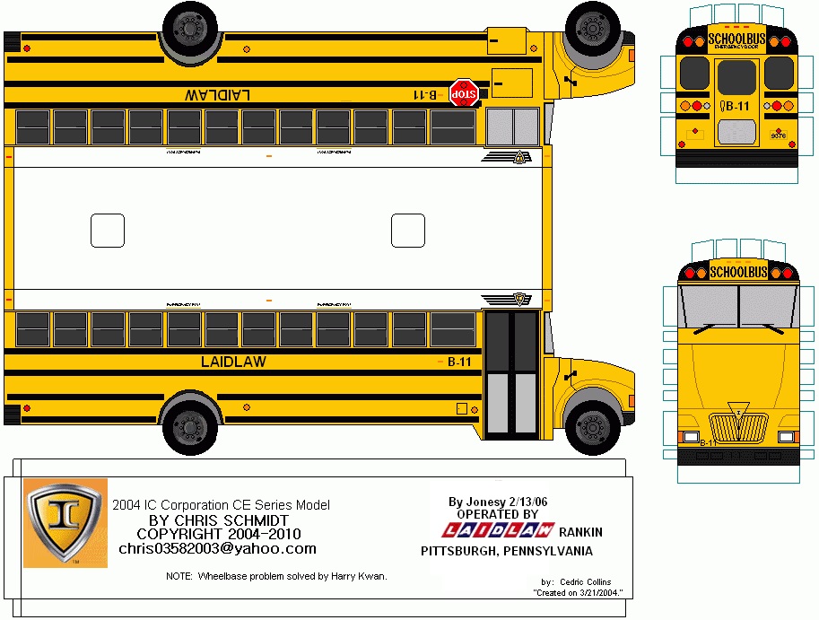 SP. Papel Modelismo: PaperCraft Laidlaw School Bus