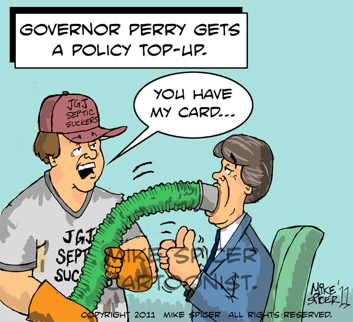 Mike Spicer Cartoonist / Caricaturist.: Governor Perry Gets a Policy Top-up
