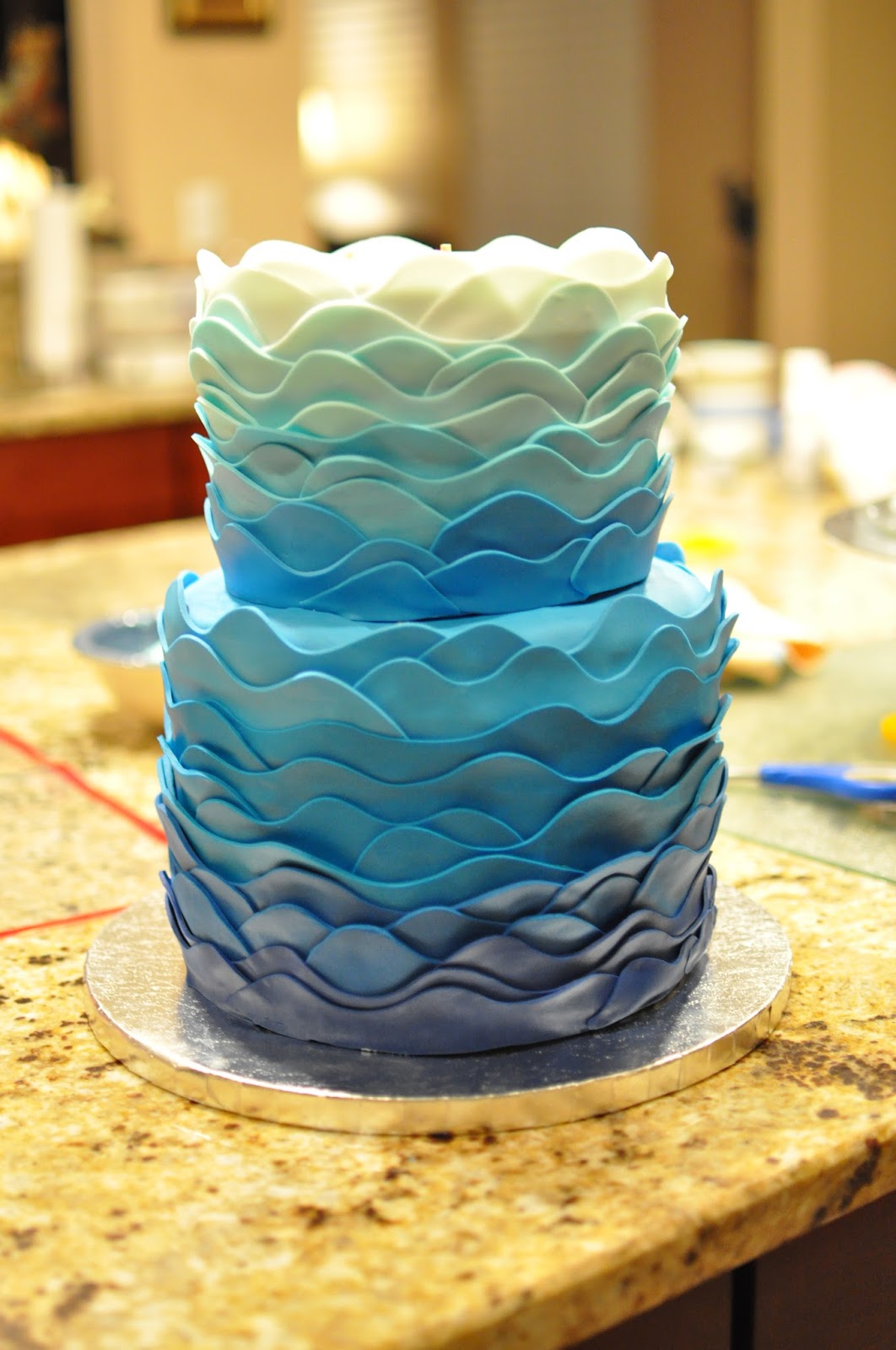 The Bake More: Ombre Nautical Wave Cake with Sailboat - Happy 1st ...