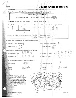 Math Classes Spring 2012: Trig Worksheets Answer Keys