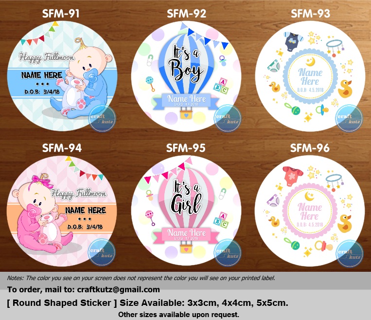 Baby Fullmoon, Baby Shower Sticker Series ~ Craft Kutz
