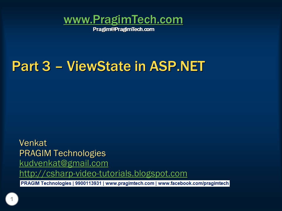 Sql server, .net and c# video tutorial: Part 3 – ViewState in ASP.NET