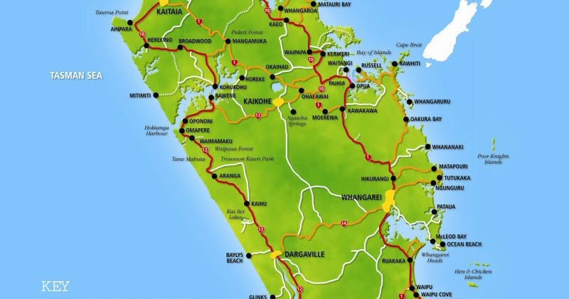 Northland Map City Regional | Political Map of New Zealand