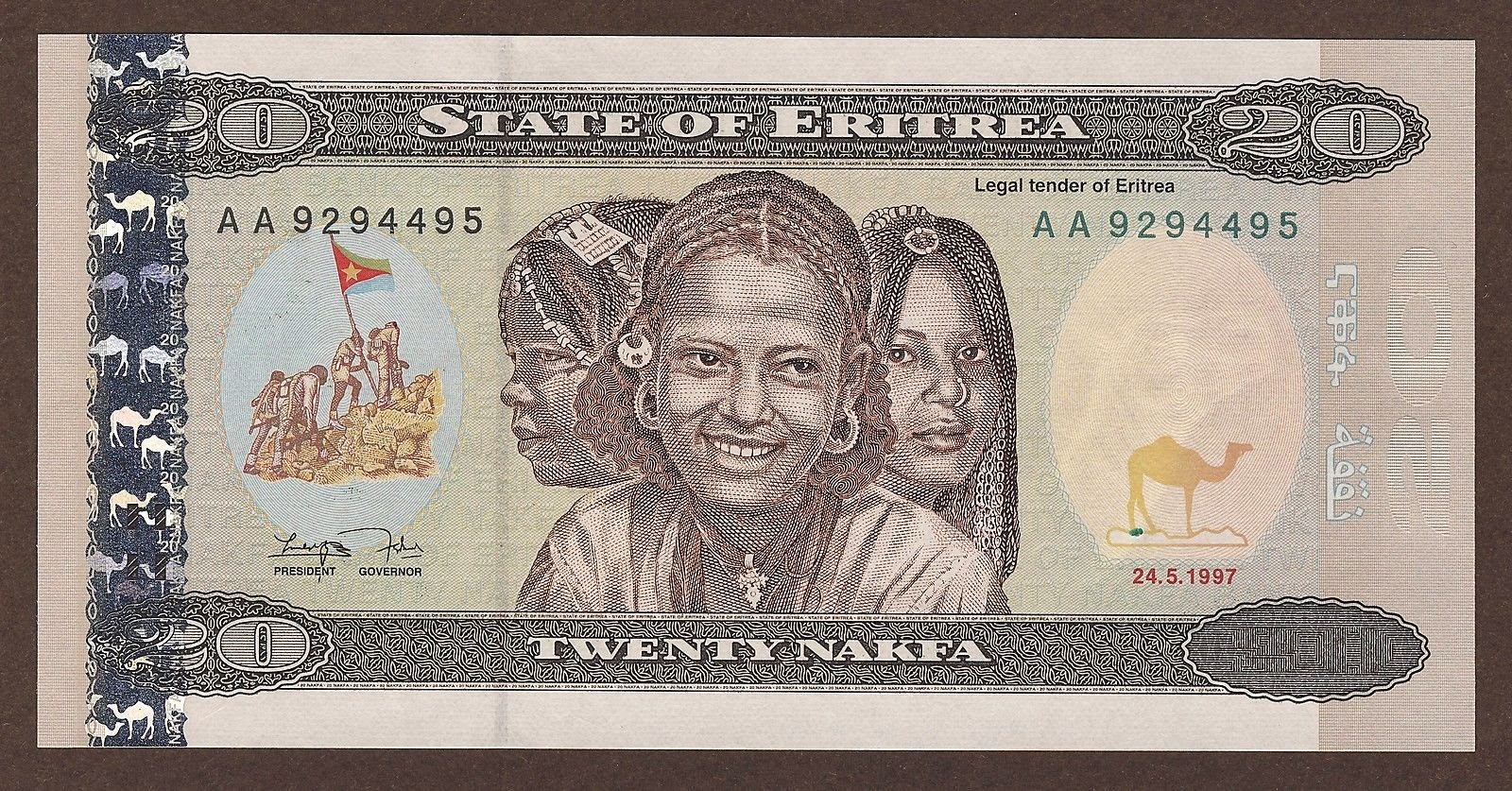 Eritrea 20 Nakfa Note 1997|World Banknotes & Coins Pictures | Old Money ...