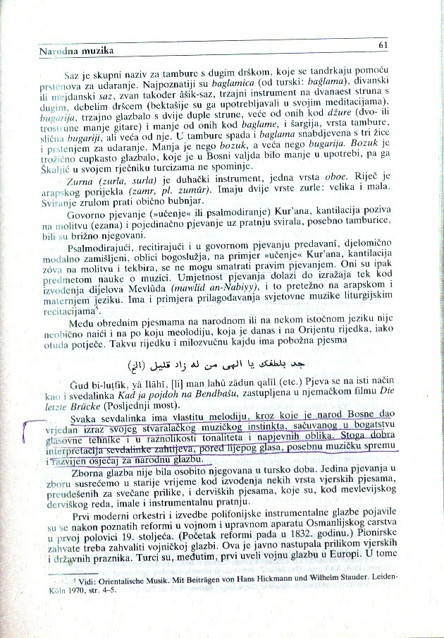 SEVDALINKE: Narodna muzika. U: Smail Balić: Kultura Bošnjaka ...