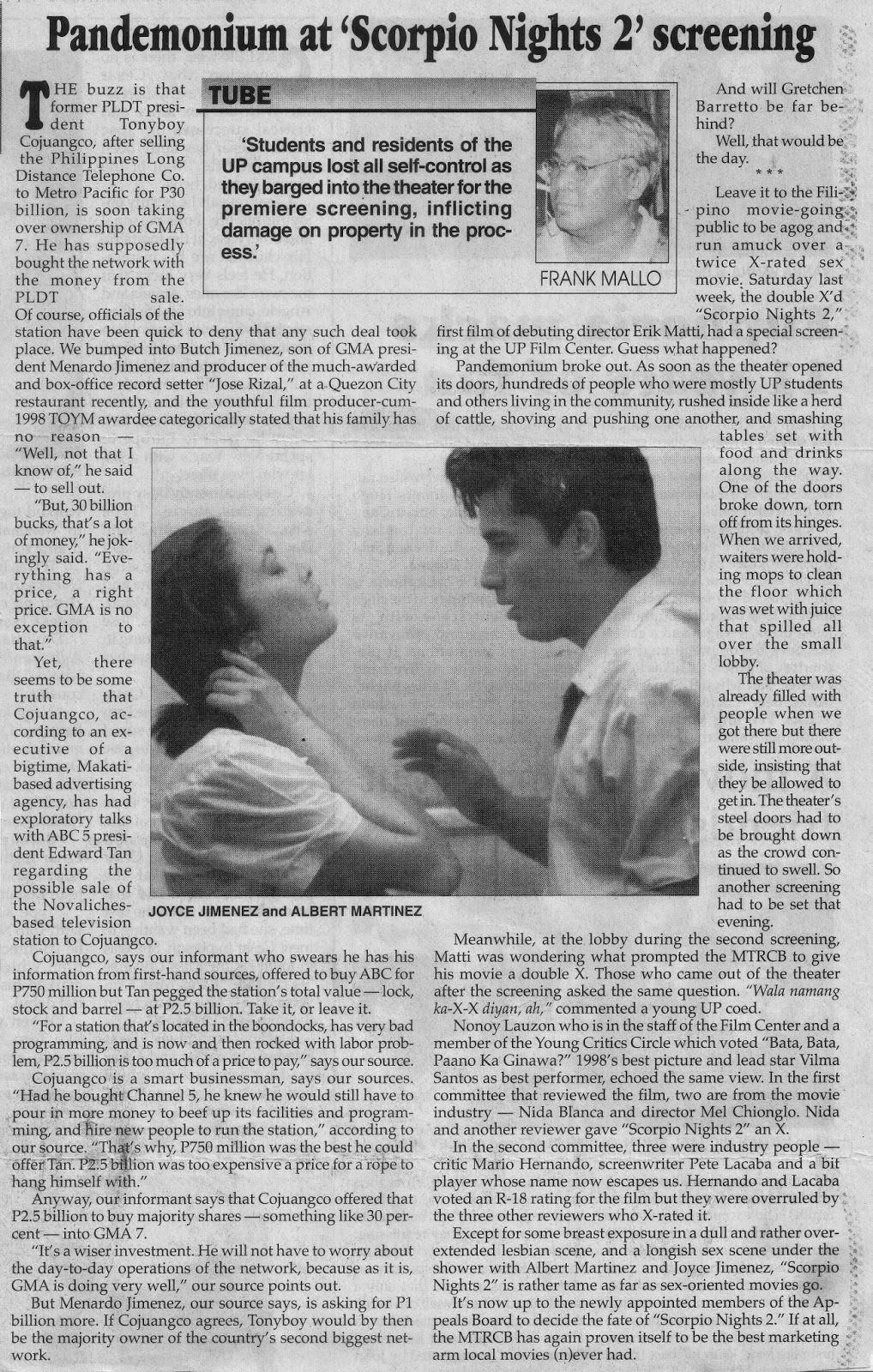 PELIKULA, ATBP.: PANDEMONIUM AT 'SCORPIO NIGHTS 2' SCREENING (by Frank ...