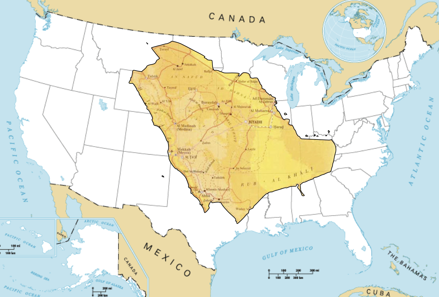 Middle East countries sizes compared to Canada and America's parts from ...