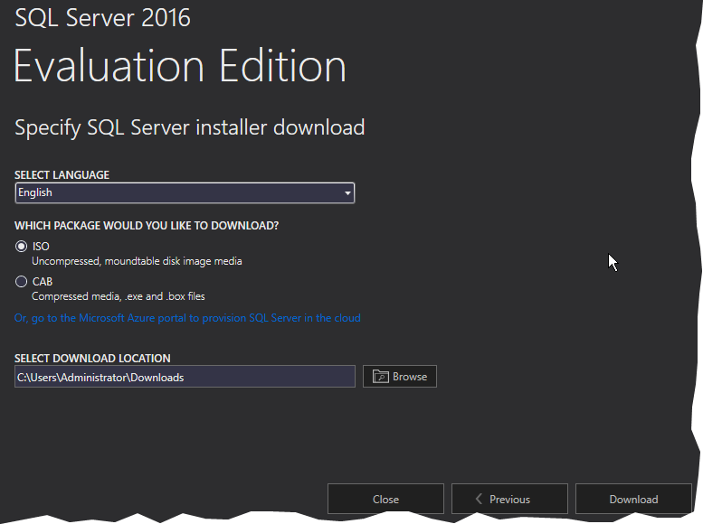 VERSIONES DE EVALUACION SQL SERVER 2016 ~ SQL SERVER