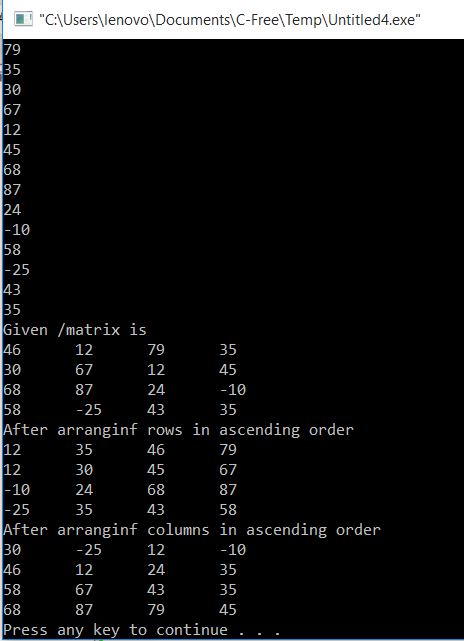 All C Programs: Program 138: Arrange Rows and Columns of Matrix in ...
