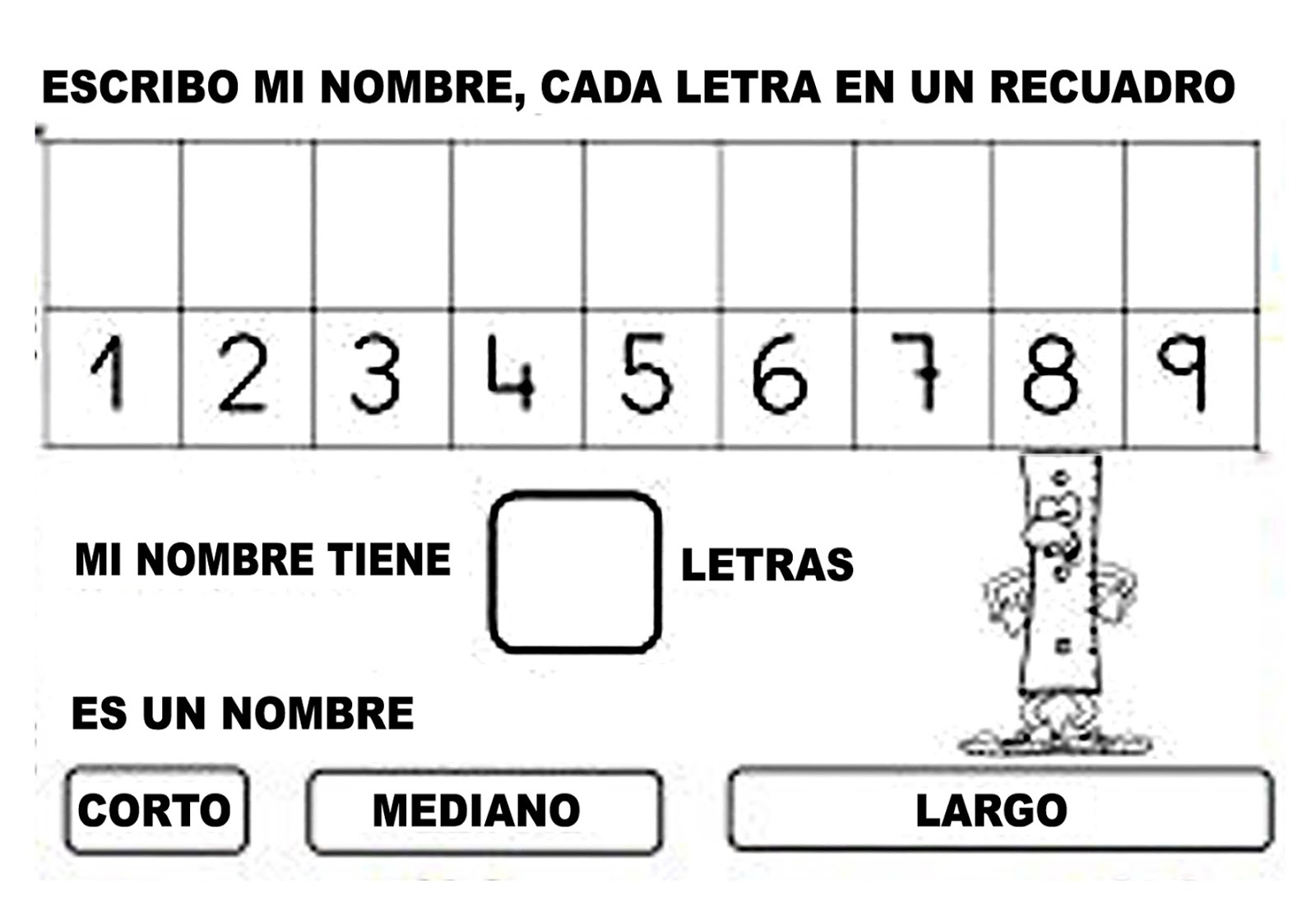 Escritorio de clases: Conteo: las letras del nombre