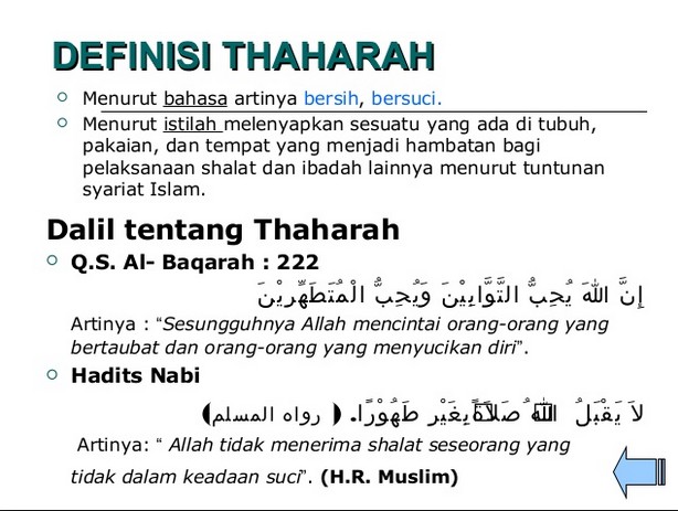 Pengertian Thaharah | Test Catin