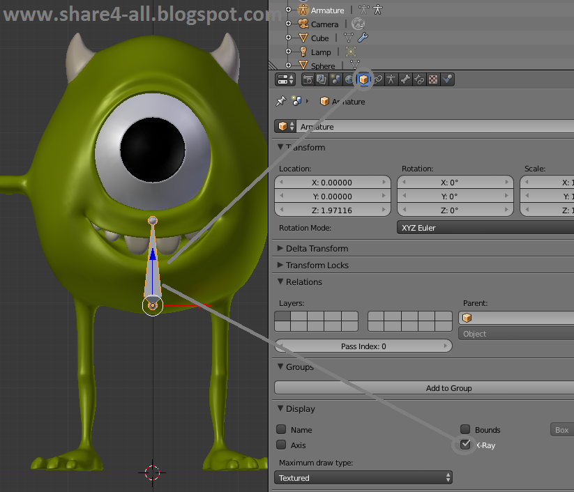 Rigging Karakter Blender 3d Mike Monster University Bagian 1 - Pemula 3D
