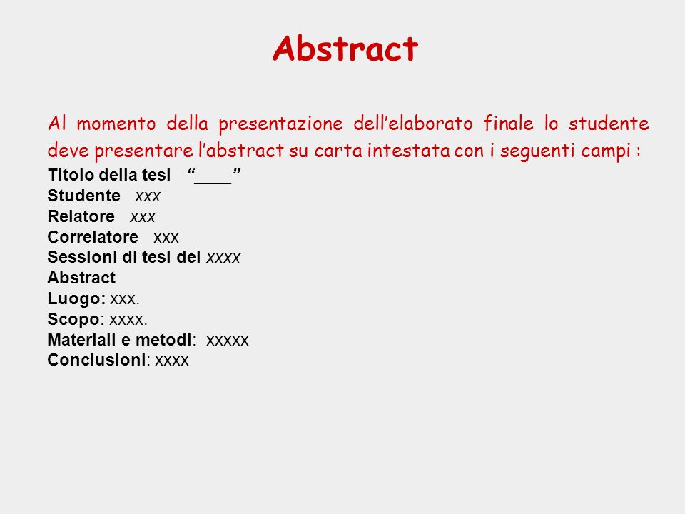 Chiarezza e Semplicità: ABSTRACT tesi come scriverlo
