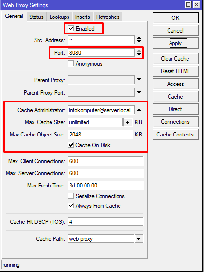 Cara Konfigurasi Web Proxy Internal Pada Mikrotik