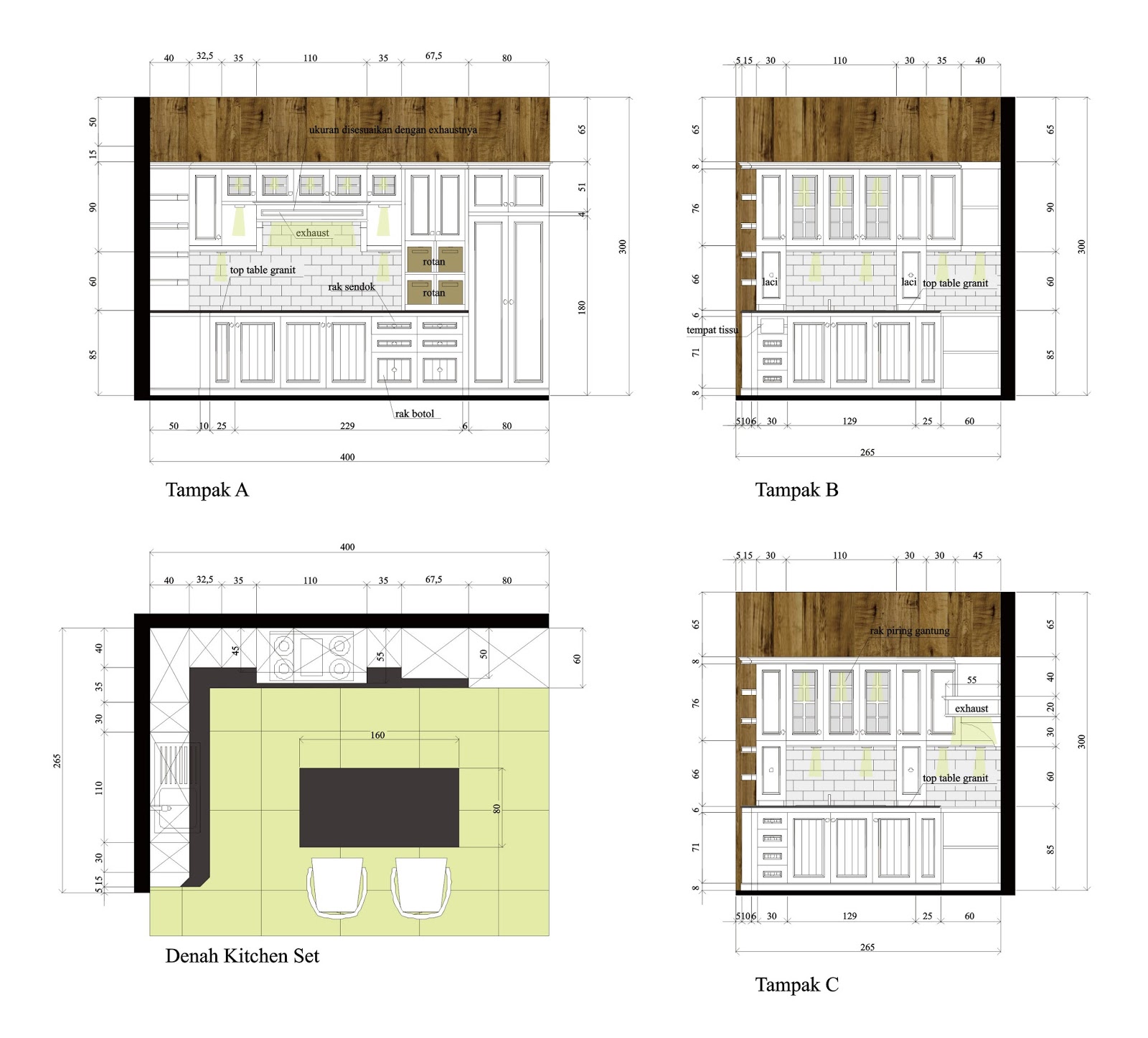 IDEsign - arsitektur: Kitchen Set, Island dan Meja Makan Bergaya Vintage