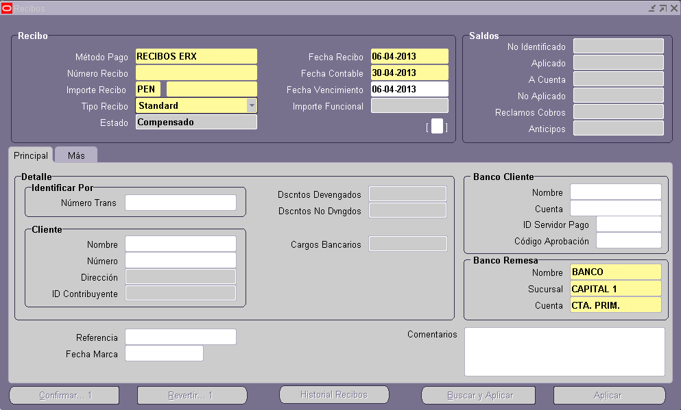 Compartiendo Tips de Oracle: Ingresar y Aplicar un Recibo
