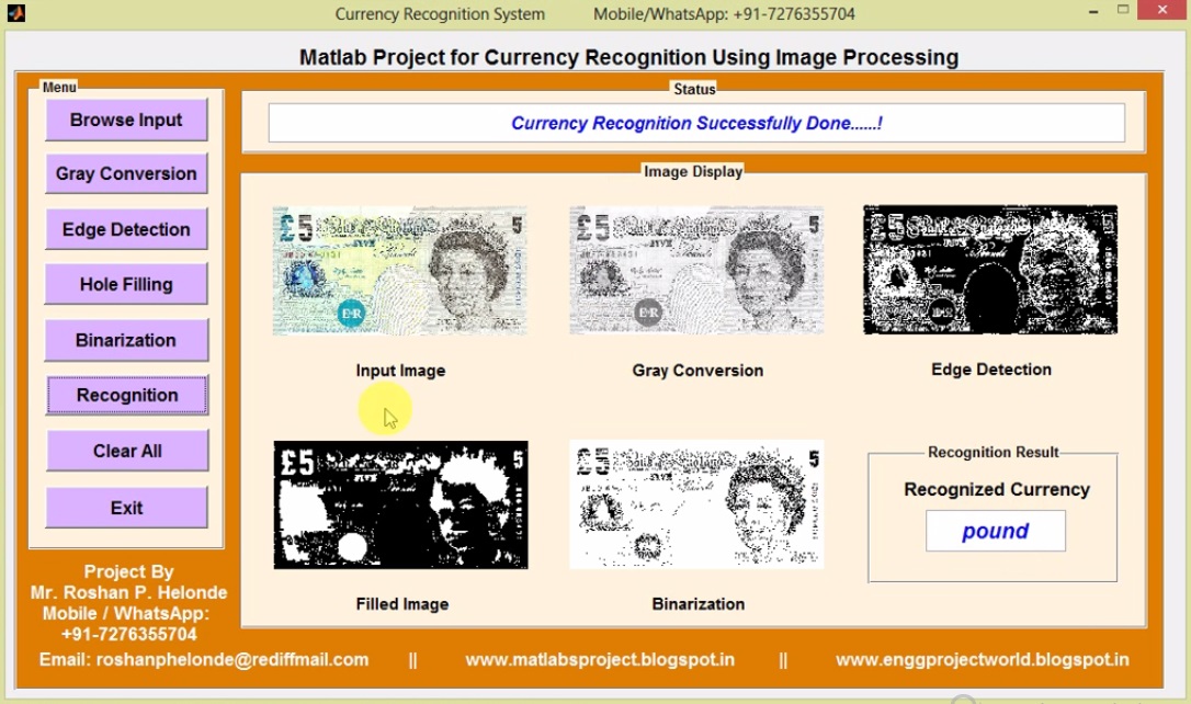 Currency Recognition Using Image Processing Matlab Project Code ~ Engineering Projects
