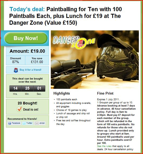 Groupon UK Scams: Groupon Paintball Scam