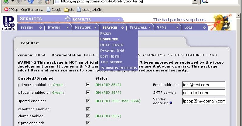 Fungsi addons CopFilter di dalam IPCop