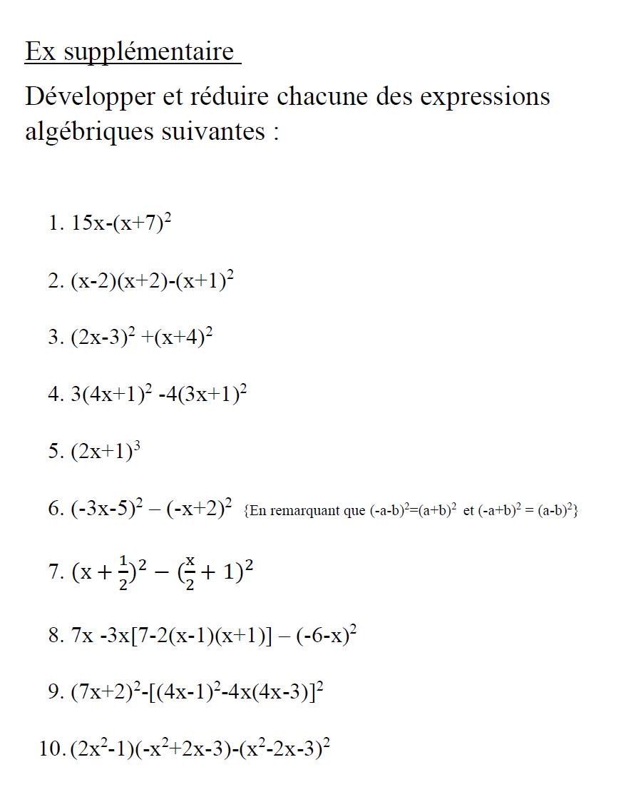 Exercices développement