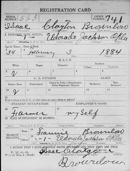 East Texas Genealogy: World War I draft card