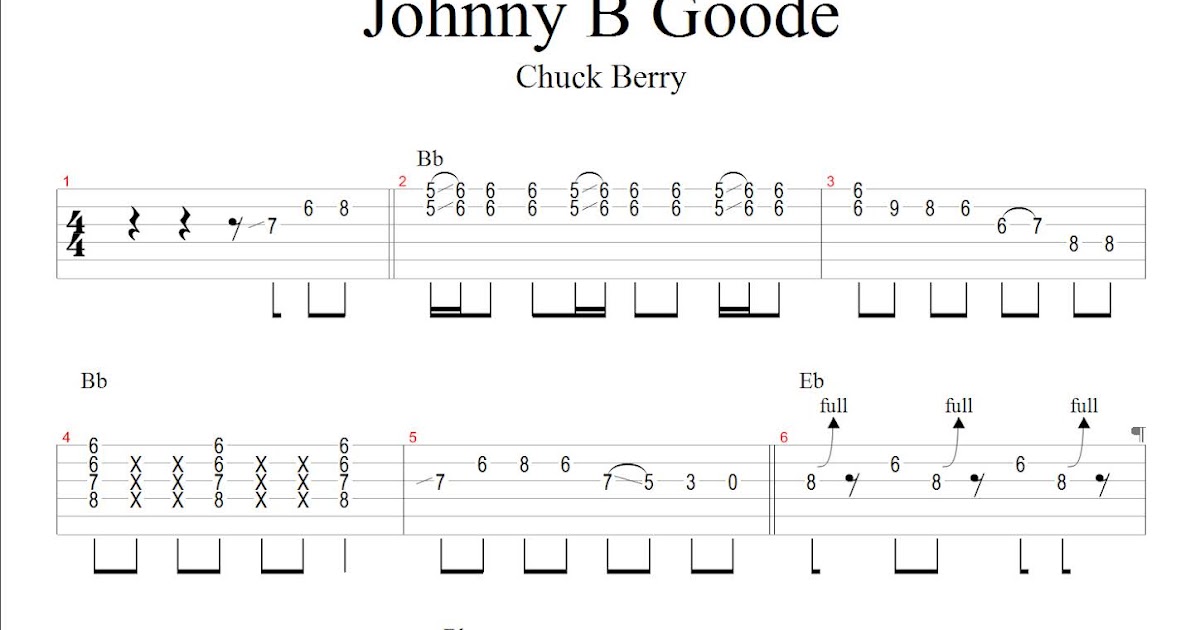 chuck berry - johnny b goode (tab) score