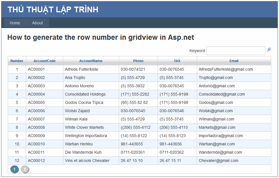 Tăng tự động số dòng (Row Number) trong trong ASP.Net GridView - Thủ ...