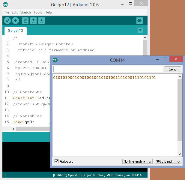 JG1VGX: SparkFun Geiger CounterのArduino化