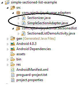 Android Practices: Simple Sectioned List Example in Android