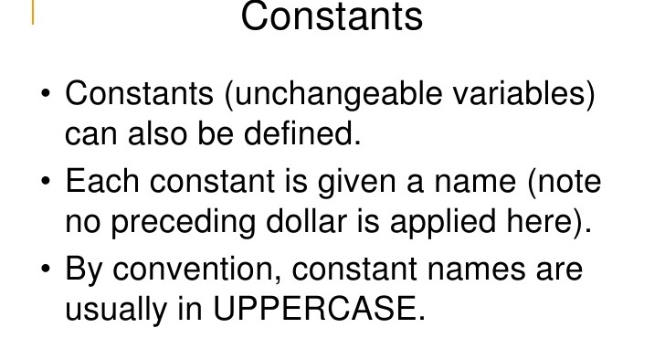 Constant Types Php