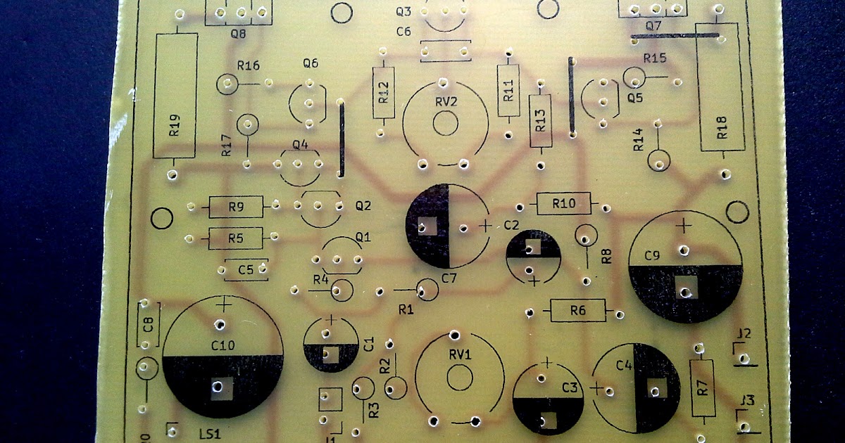 Homemade PCB with toner transfer method · One Transistor