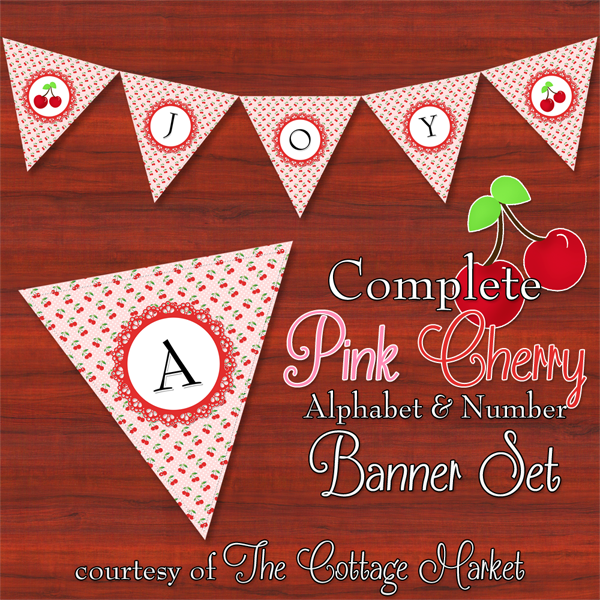 Free Printable Pink Cherry Banner Set | The Cottage Market
