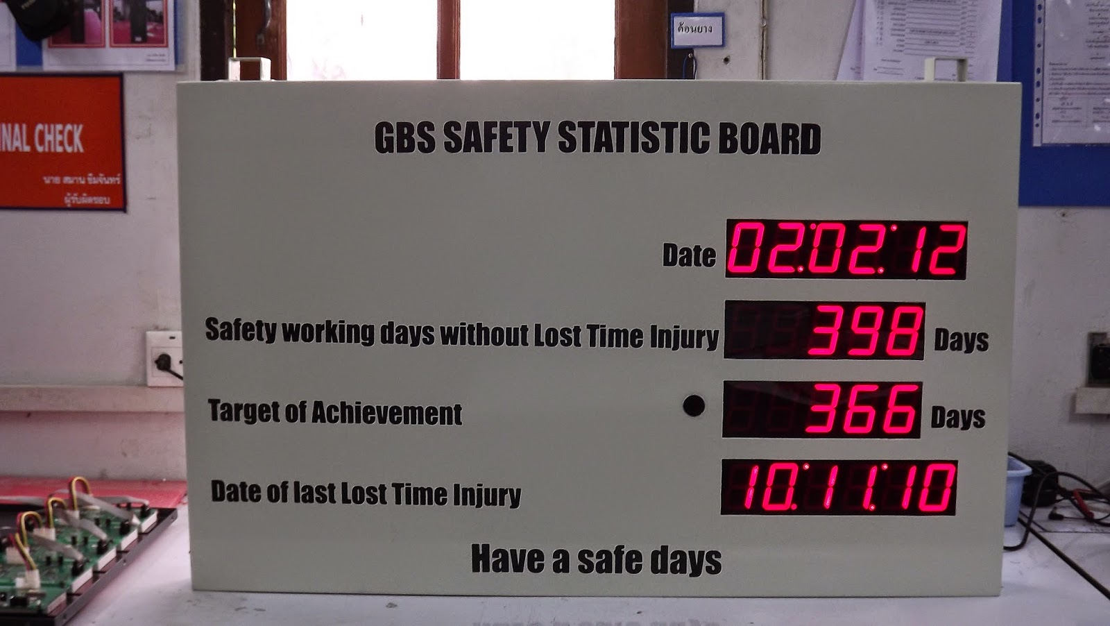 ผู้ผลิต จำหน่าย Production display board: Safety statistic display board