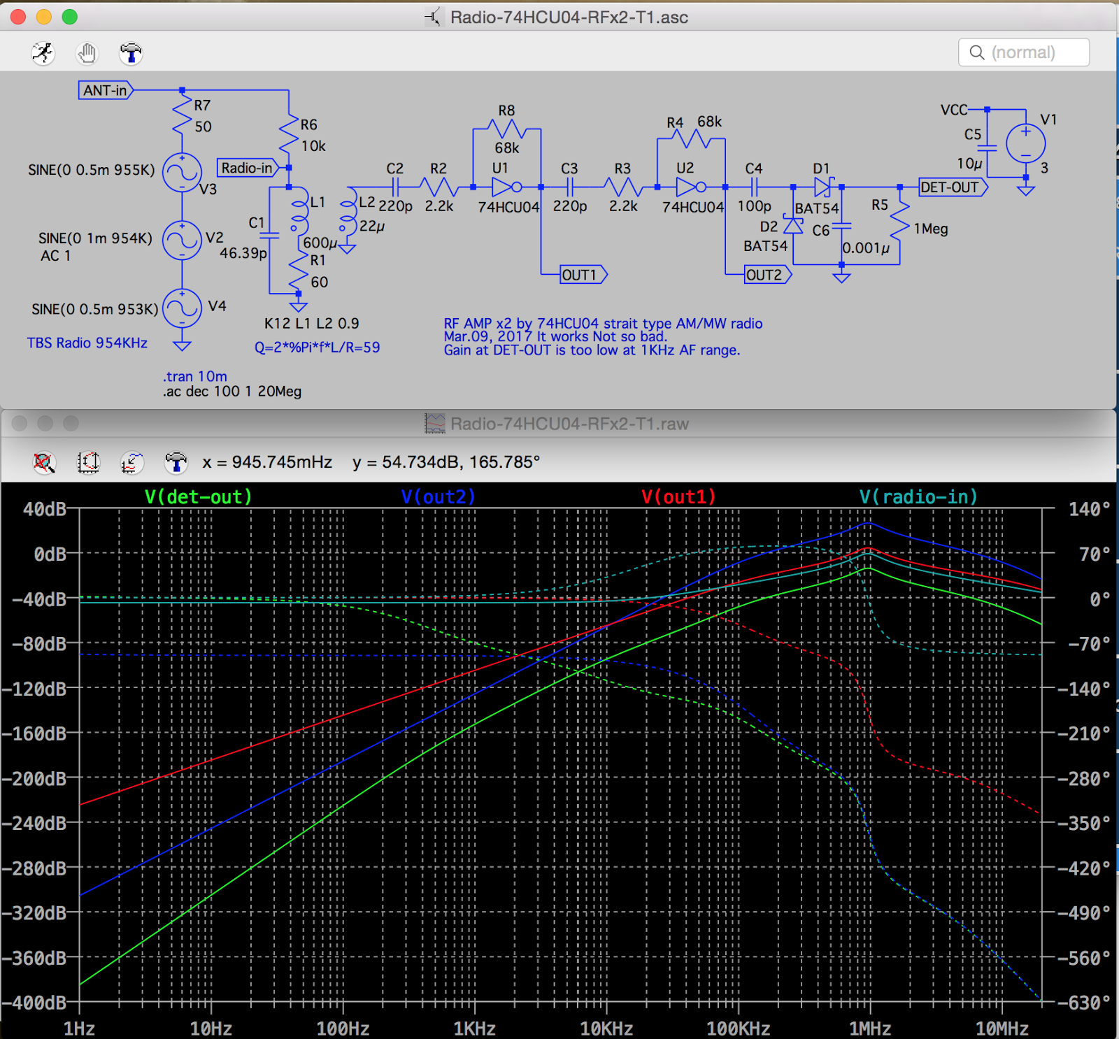 Designing Radios, Electronics. /実用的通信装置の設計: 74HCU04を使ったホモダイン検波/引き込み線式同期 ...