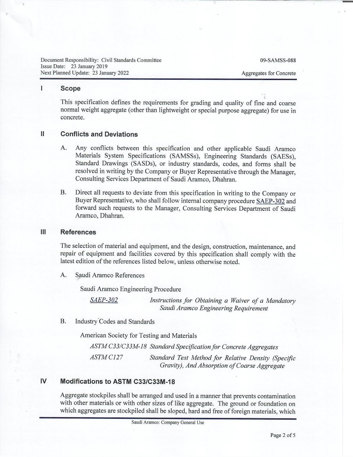 MATERIALS SYSTEM SPECIFICATION | CIVIL STANDARD | SAUDI ARAMCO