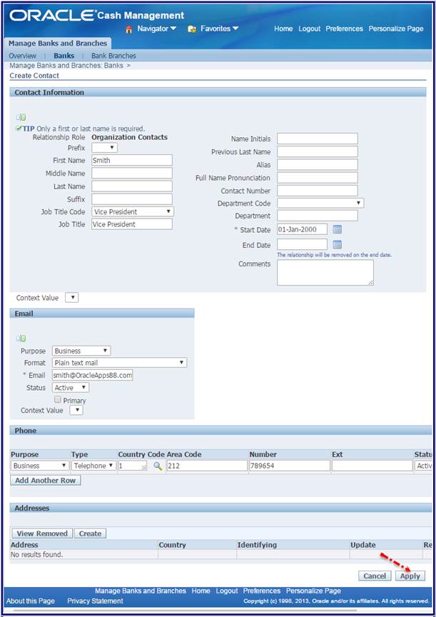 Oracle Applications: Oracle R12 Bank, Branch, Bank Account and Payment ...