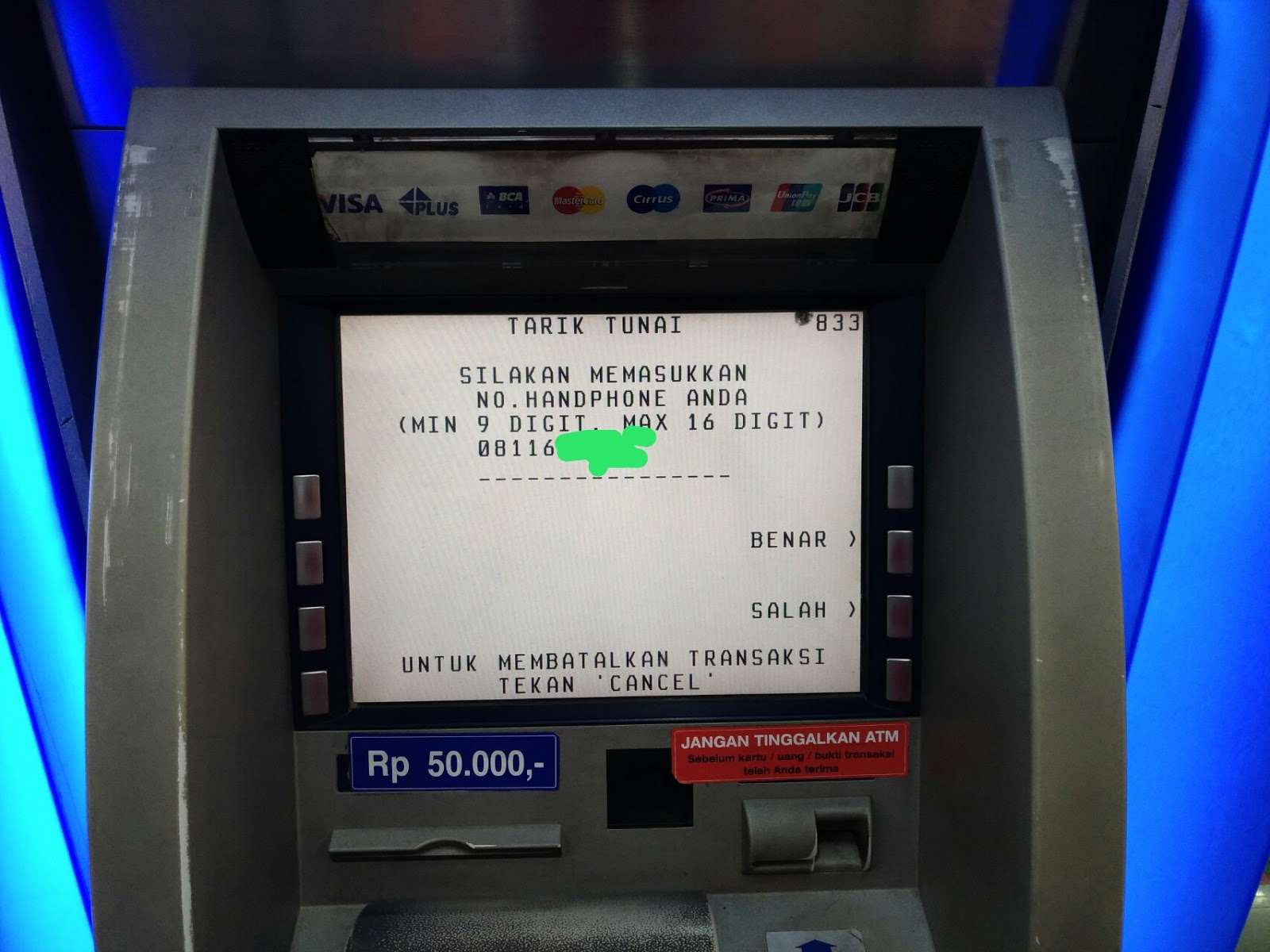 Pengalaman Tarik Tunai di ATM BCA Tanpa Kartu