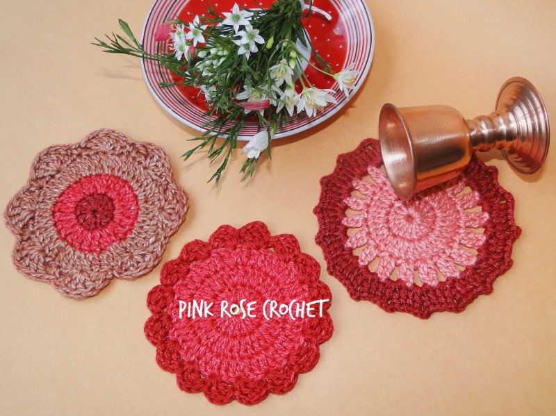 Pink Rose Crochet: Porta-Copos Casablanca Mini Mat Coasters